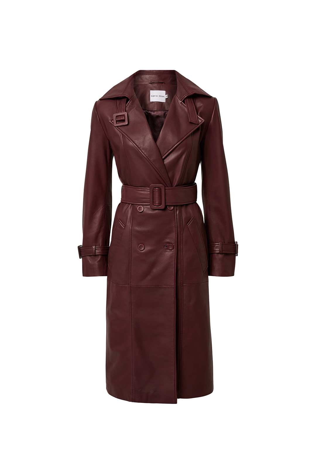 LEATHER TRENCH COAT - MERLOT – Sofia Irina